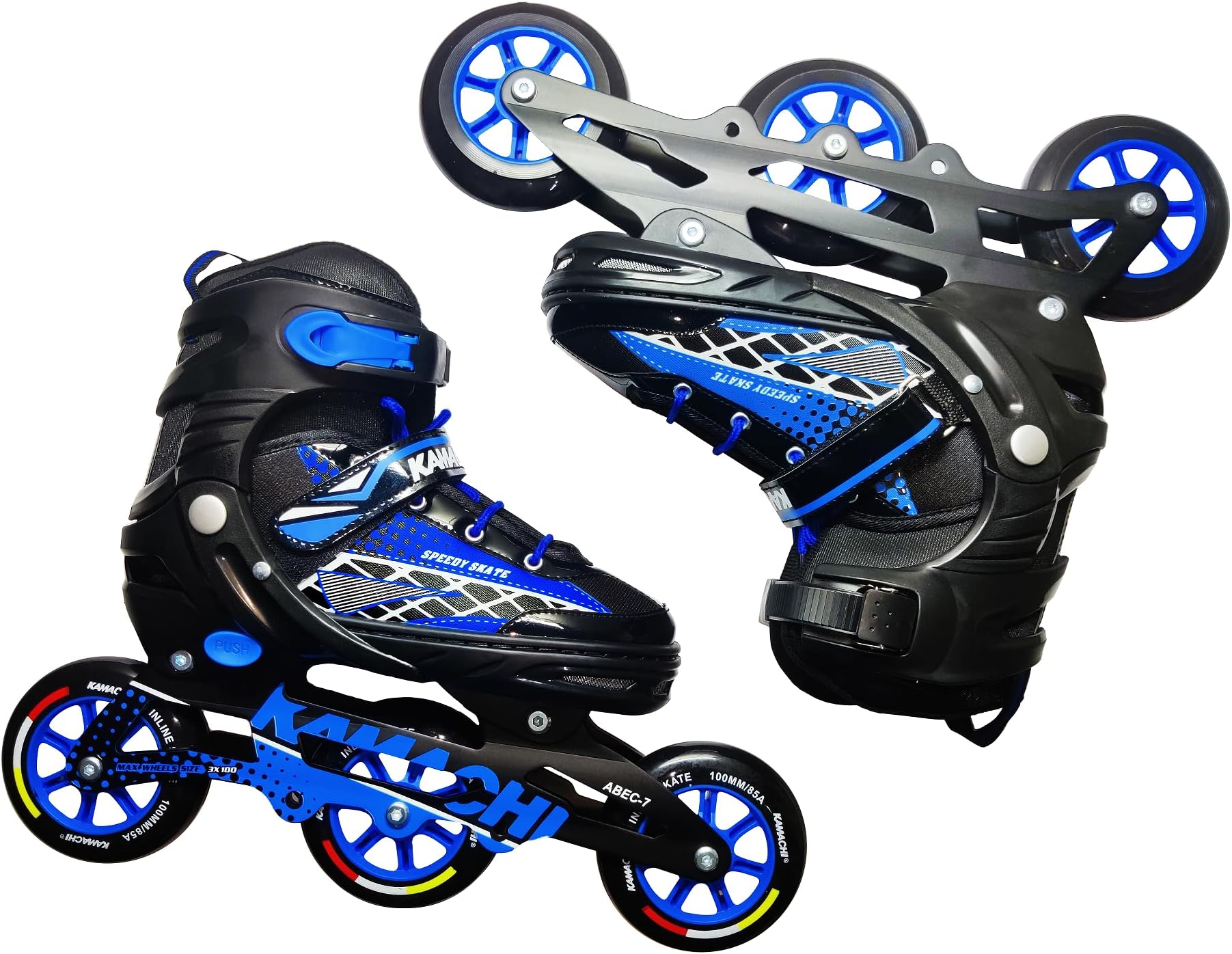 Kamachi K-100 Adjustable Aluminium Alloy 100MM PU 3 Wheels, ABEC-7 ...