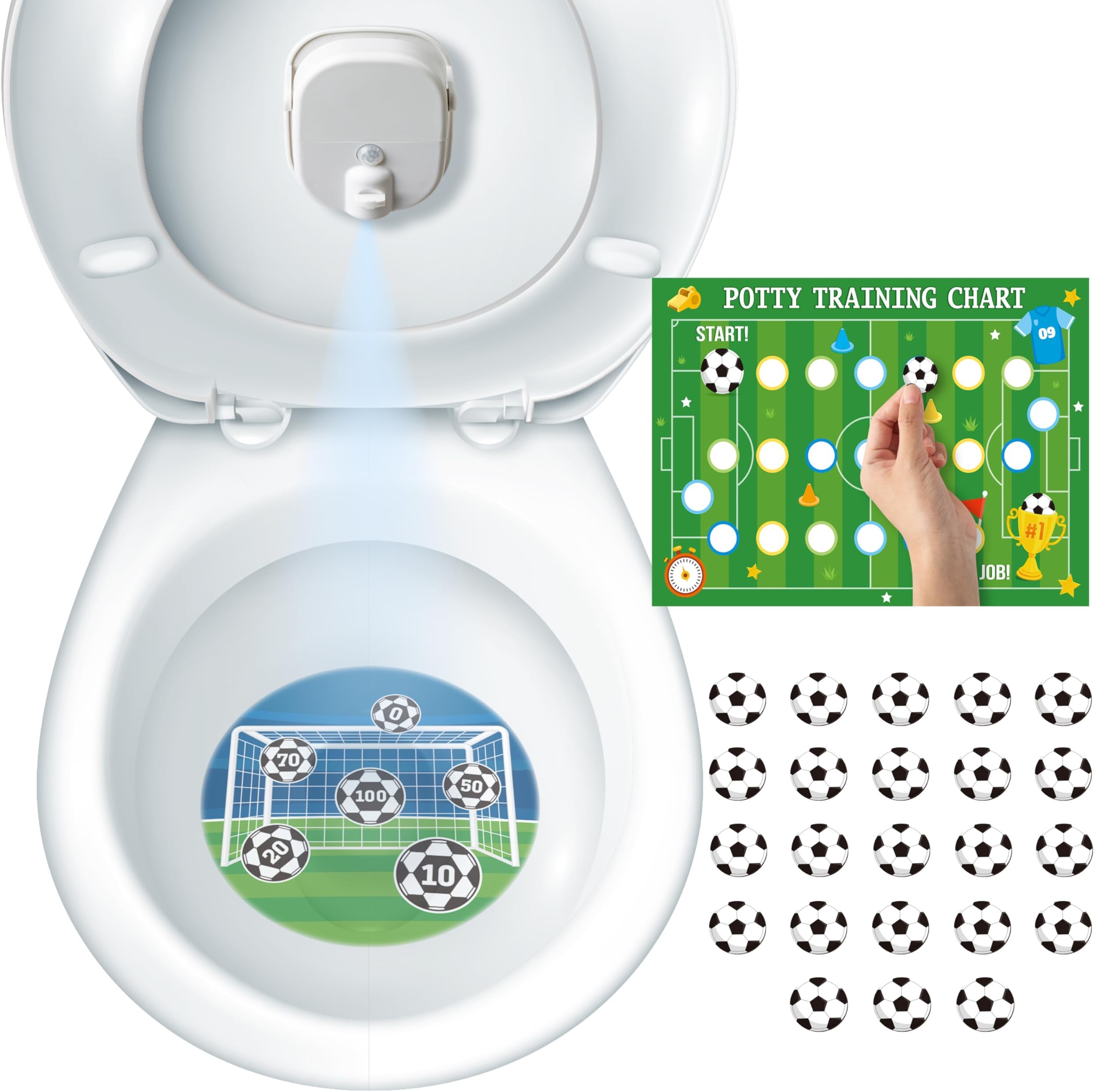 Amazon.com: OSNIE Potty Training Soccer Target Toilet Light with Chart ...