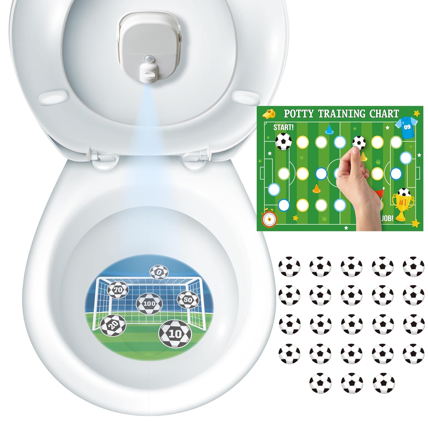 Amazon.com: OSNIE Potty Training Soccer Target Toilet Light with Chart ...