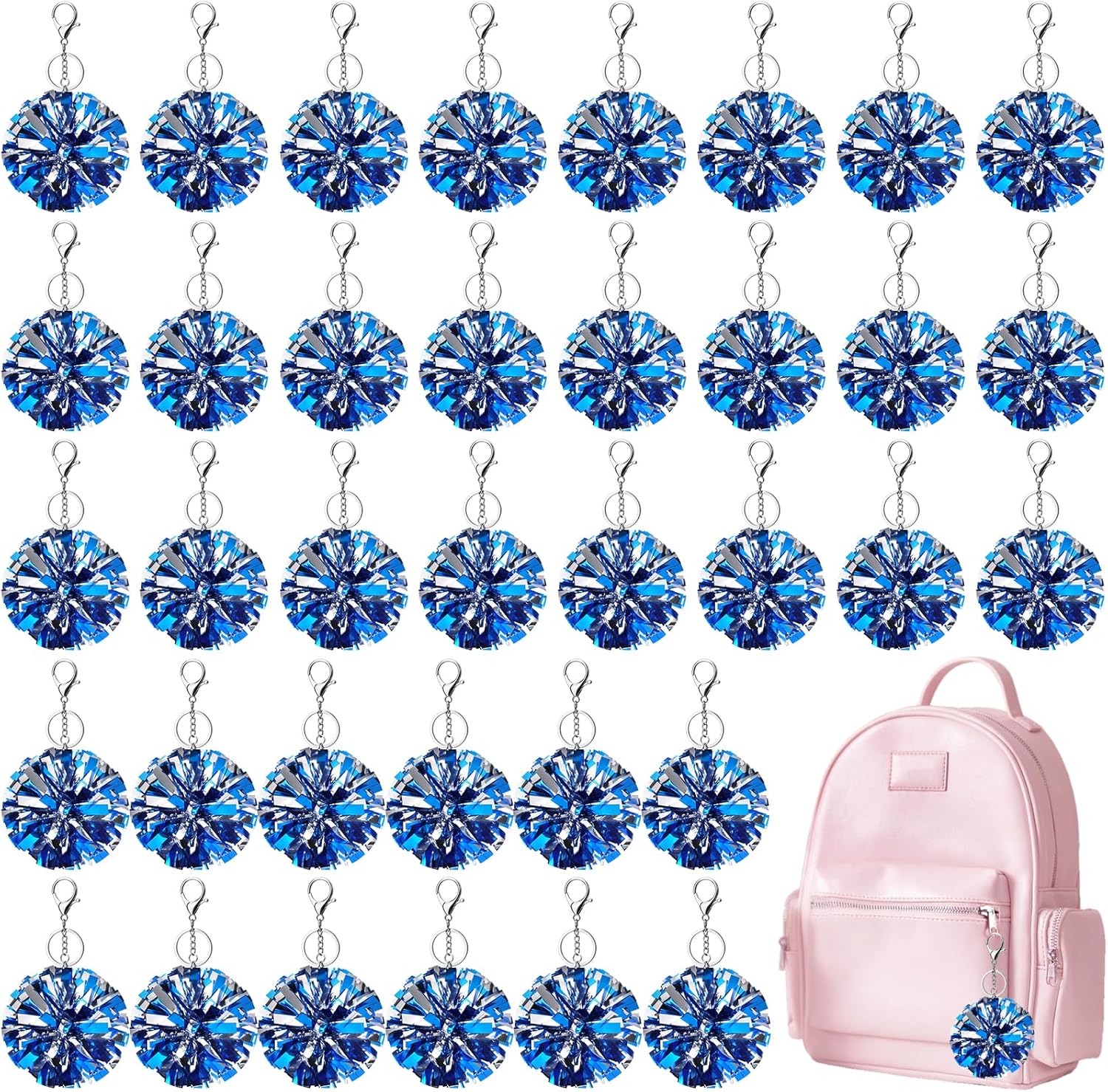 Amazon.com: 36 Pcs Cheerleading Pom Poms with Keychain Hooks ...
