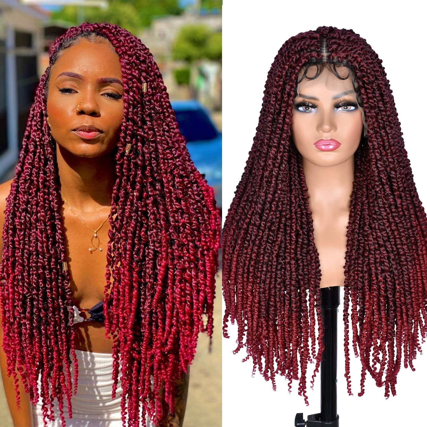 Amazon.com : MURAMURA HAIR Passion Twist Braiding hair 26inch Ombre Red ...