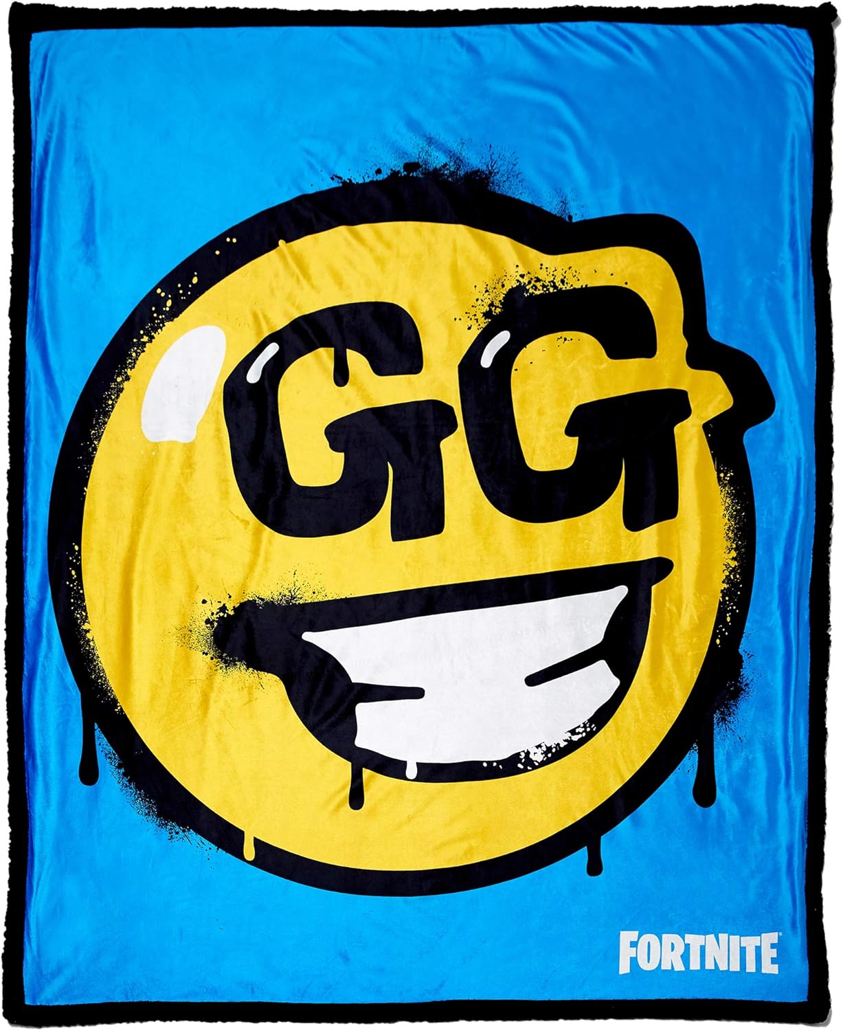 Amazon.com: Fortnite GG Smiley Face Sherpa - Manta de forro polar ...