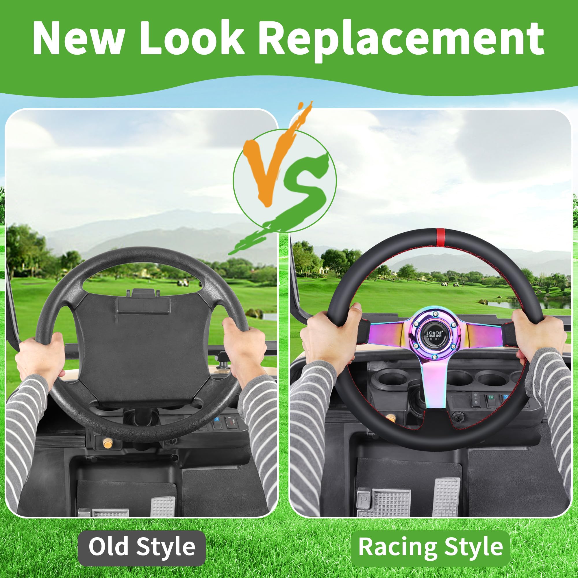 Snapklik.com : 10L0L Golf Cart Steering Wheel, Universal Design Fit ...
