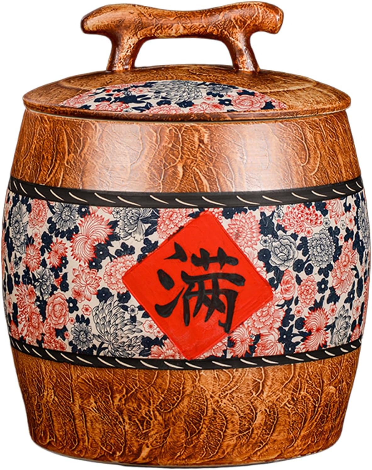 ApuaVireo&Co Chinese Ceramic Rice Bucket, Ceramic Rice Jar with Tassel ...