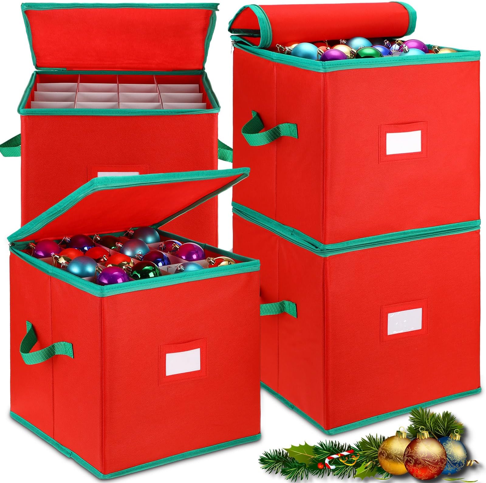 Amazon.com: Masnest Christmas Ornament Storage Box - 8 Separate Trays ...