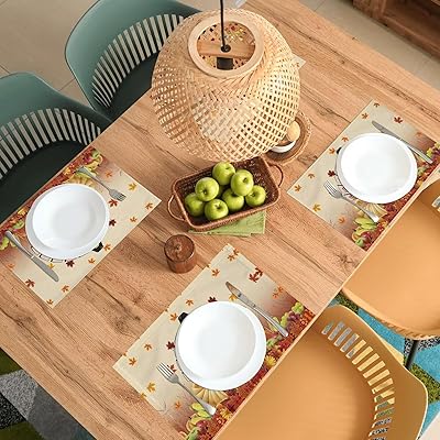 Amazon.com: Whaline 50Pcs Fall Paper Place Mats Maple Leaves Pumpkin ...