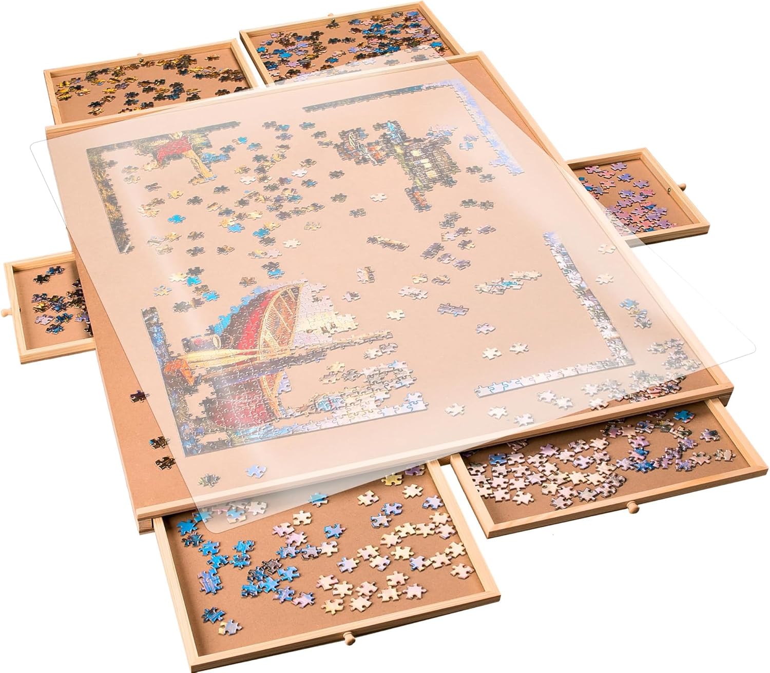 Amazon.com: 2000 Pieces Rotating Puzzle Board with 6 Storage Drawers ...