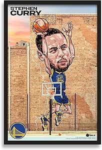 Amazon.com: Sporticulture Framed Steph Curry Brick Wall Caricature 14 ...