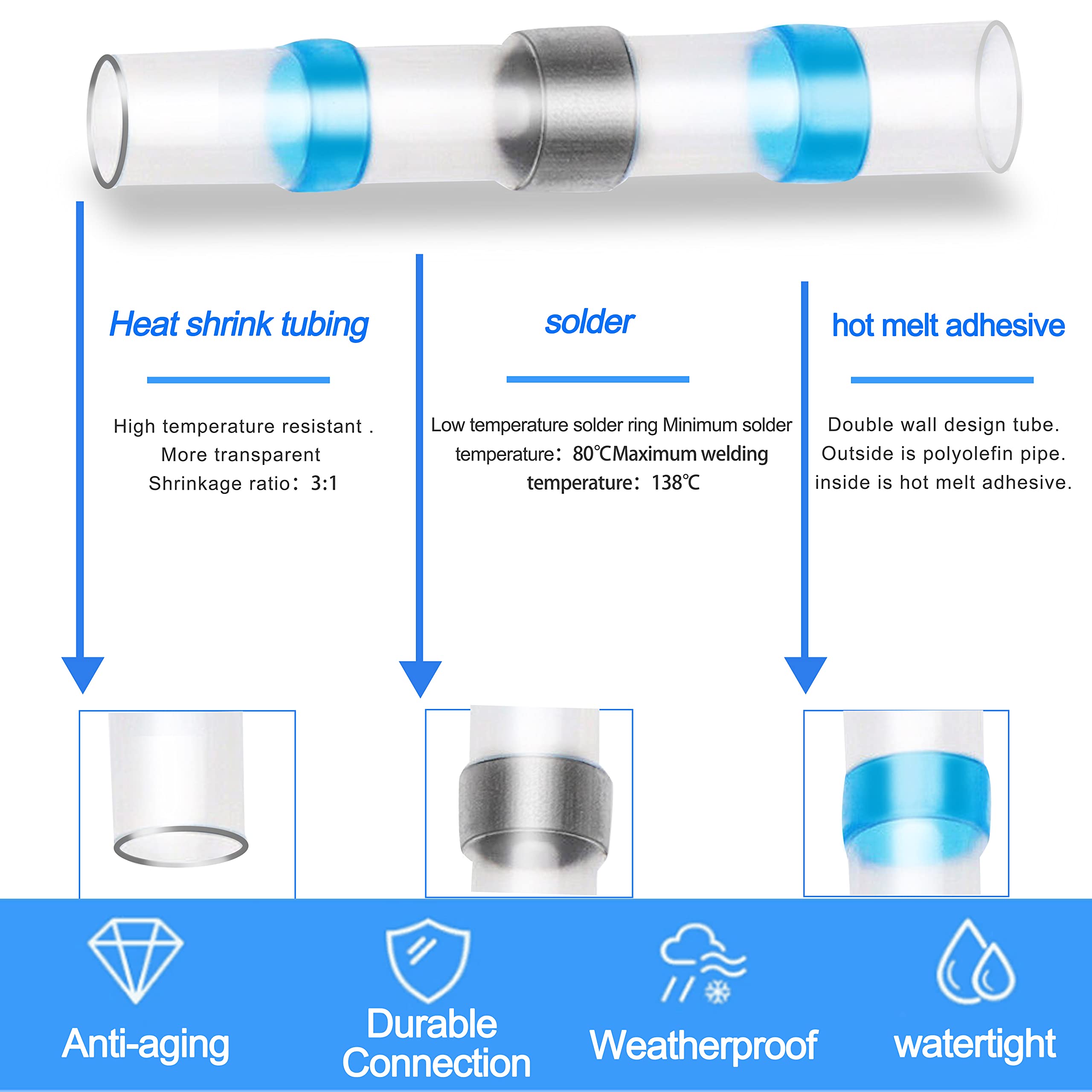 Snapklik.com : 60 PCS Solder Seal Wire Connectors Kit, Waterproof ...
