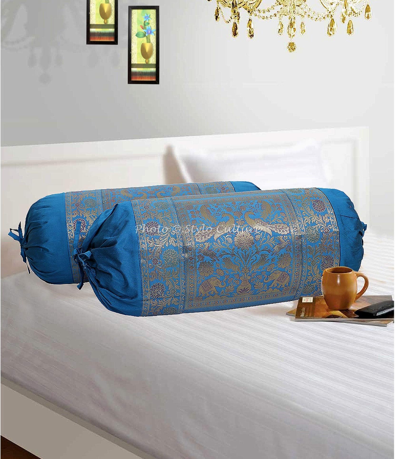 Amazon.com: Stylo Culture Indian Polydupion Cylindrical Tube Pillow ...