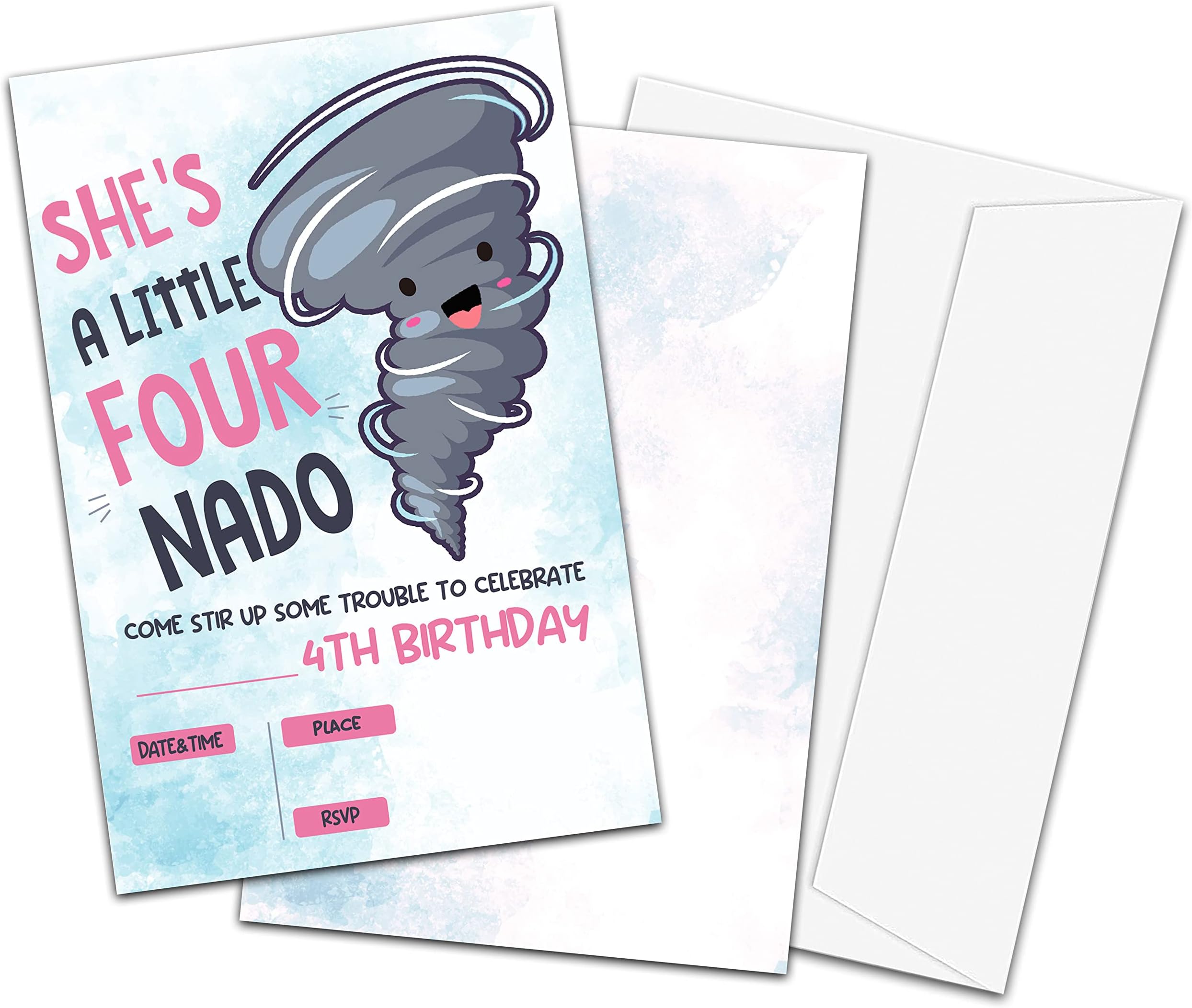 Amazon.com : 4th Birthday Invitation Cards - 20-Pack Girls Birthday ...
