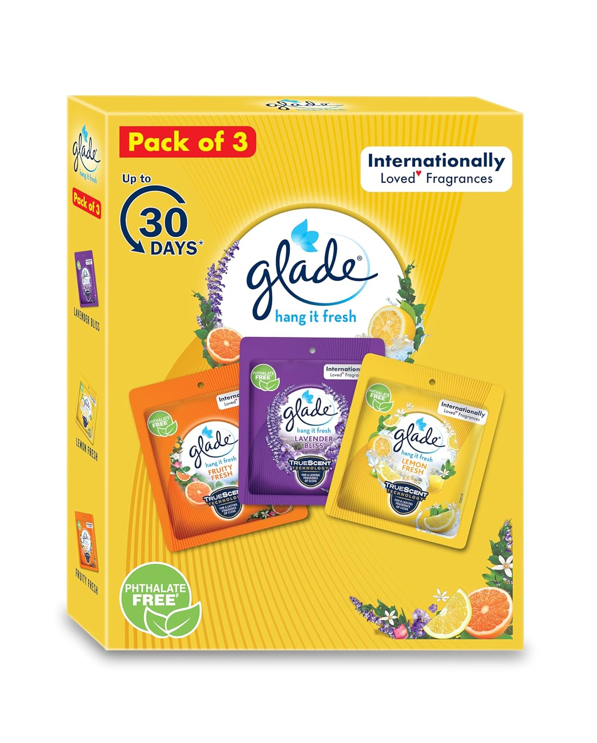 Glade Hang-it Fresh Pack of 3: Fruity, Lavender,Lemon-Internationally ...