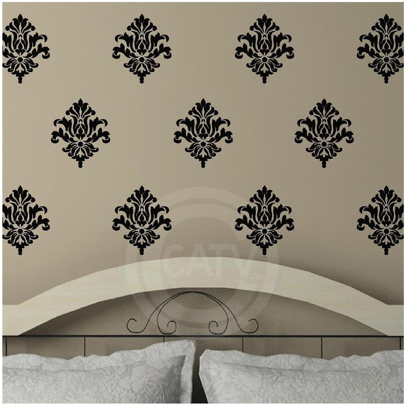 Amazon.com: Damask set of 18 vinyl wall decal self adhesive wall ...