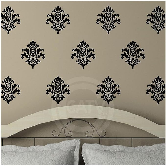Amazon.com: Damask set of 18 vinyl wall decal self adhesive wall ...
