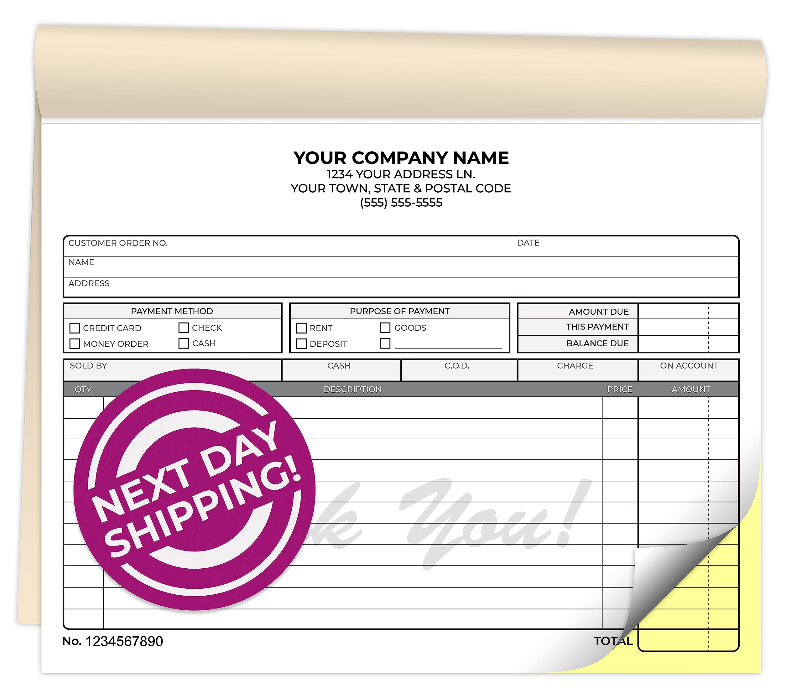 Amazon.com : Custom 8.5" x 7" Carbonless NCR Books in 2-Part Duplicate ...