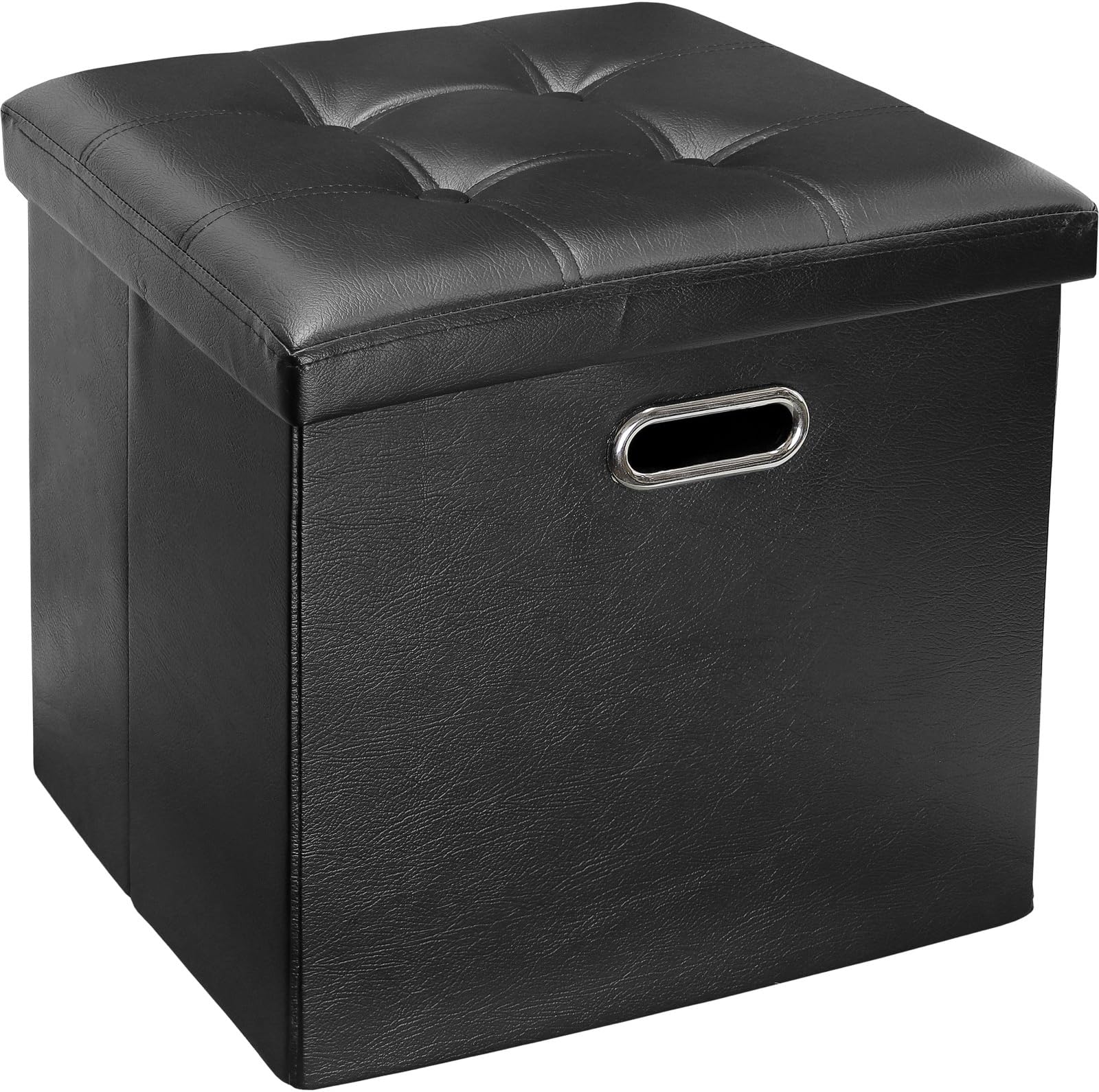 Amazon.com: Greenco Faux Tufted Leather Storage Ottoman, Padded Square ...