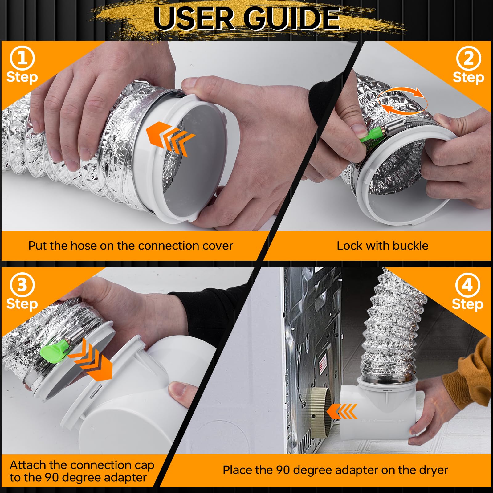 Snapklik.com : Dryer Vent Connector Kit, 90 Degree Dryer Vent Elbow, Dryer Vent Connector Kit ...