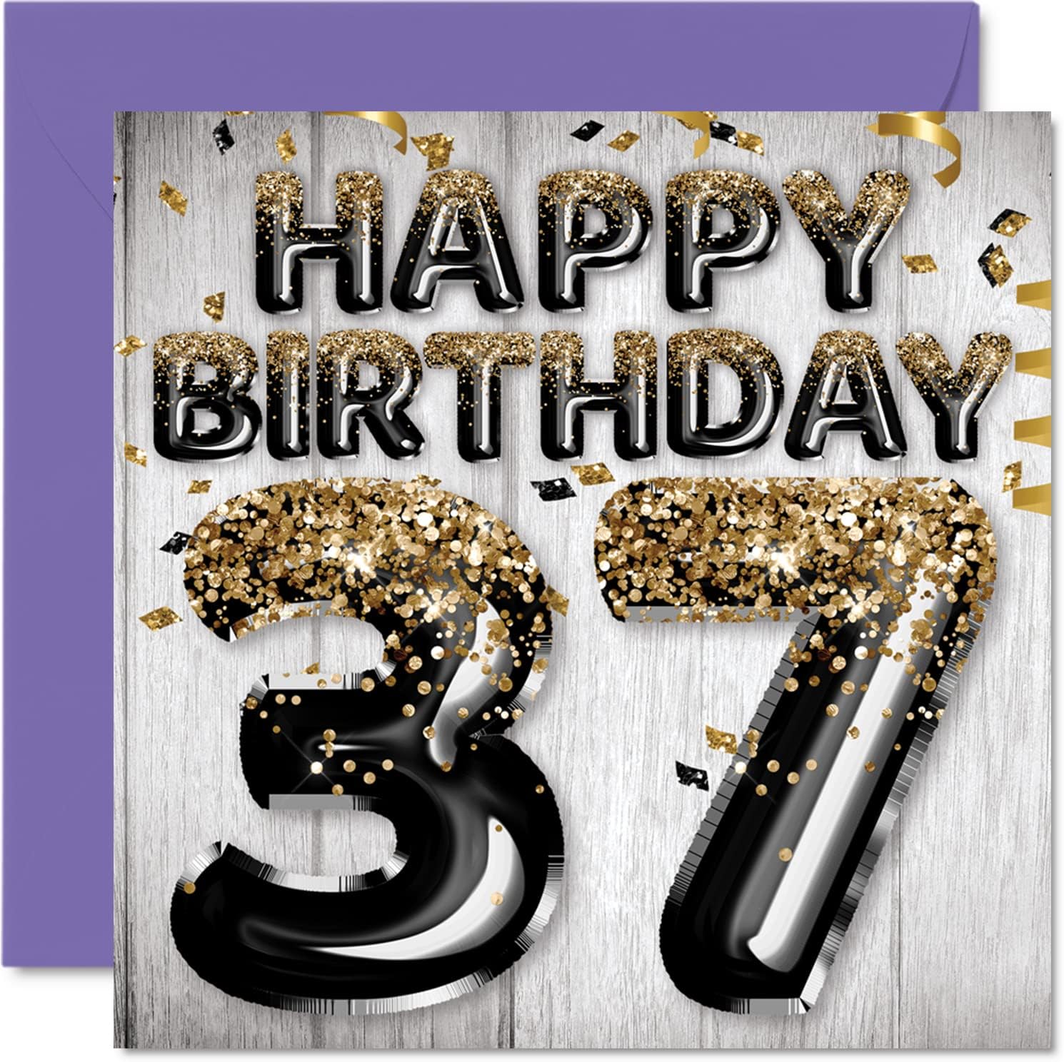 Geburtstagskarte zum 37. Geburtstag für Männer – schwarze und goldene ...