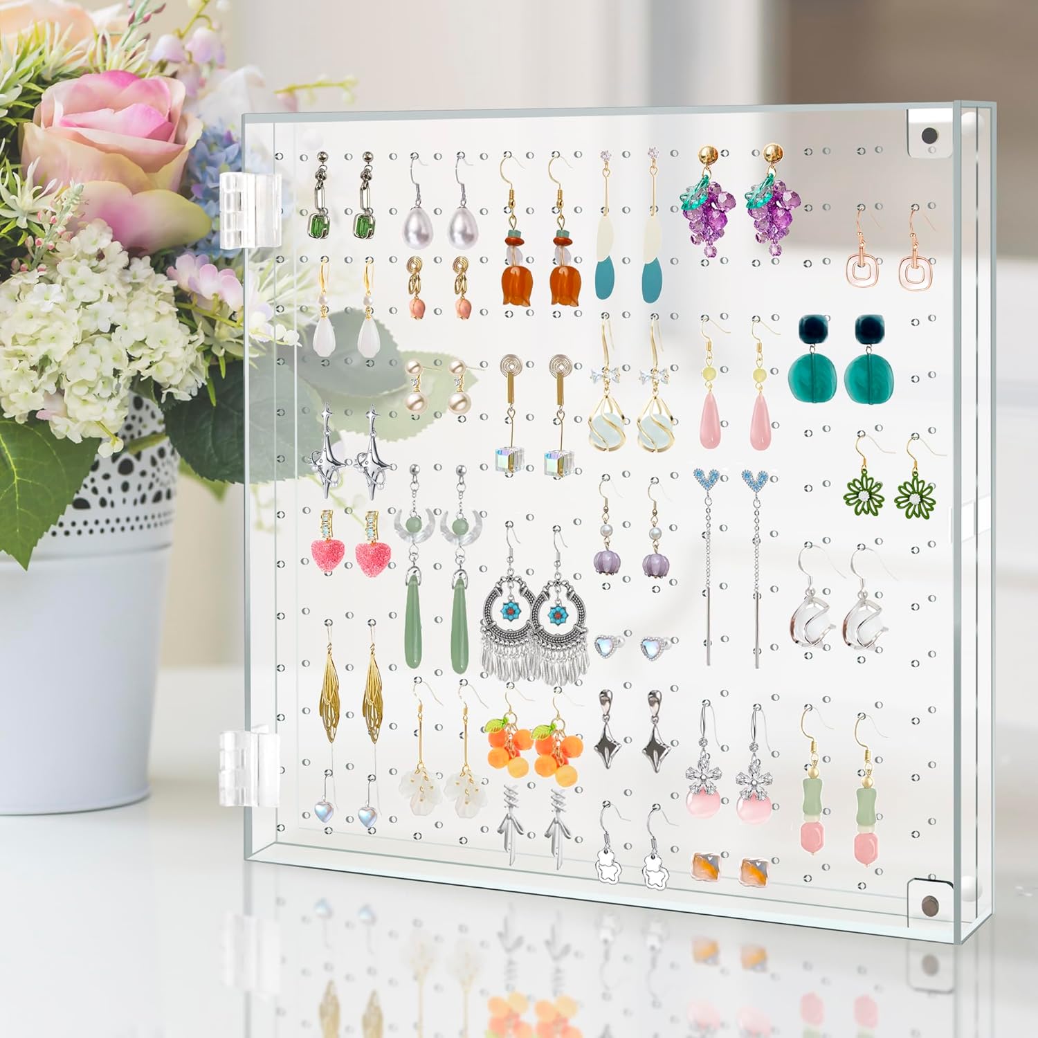 Amazon.com: JOYMOMO Acrylic Earring Organizer for Women, Clear Earring ...