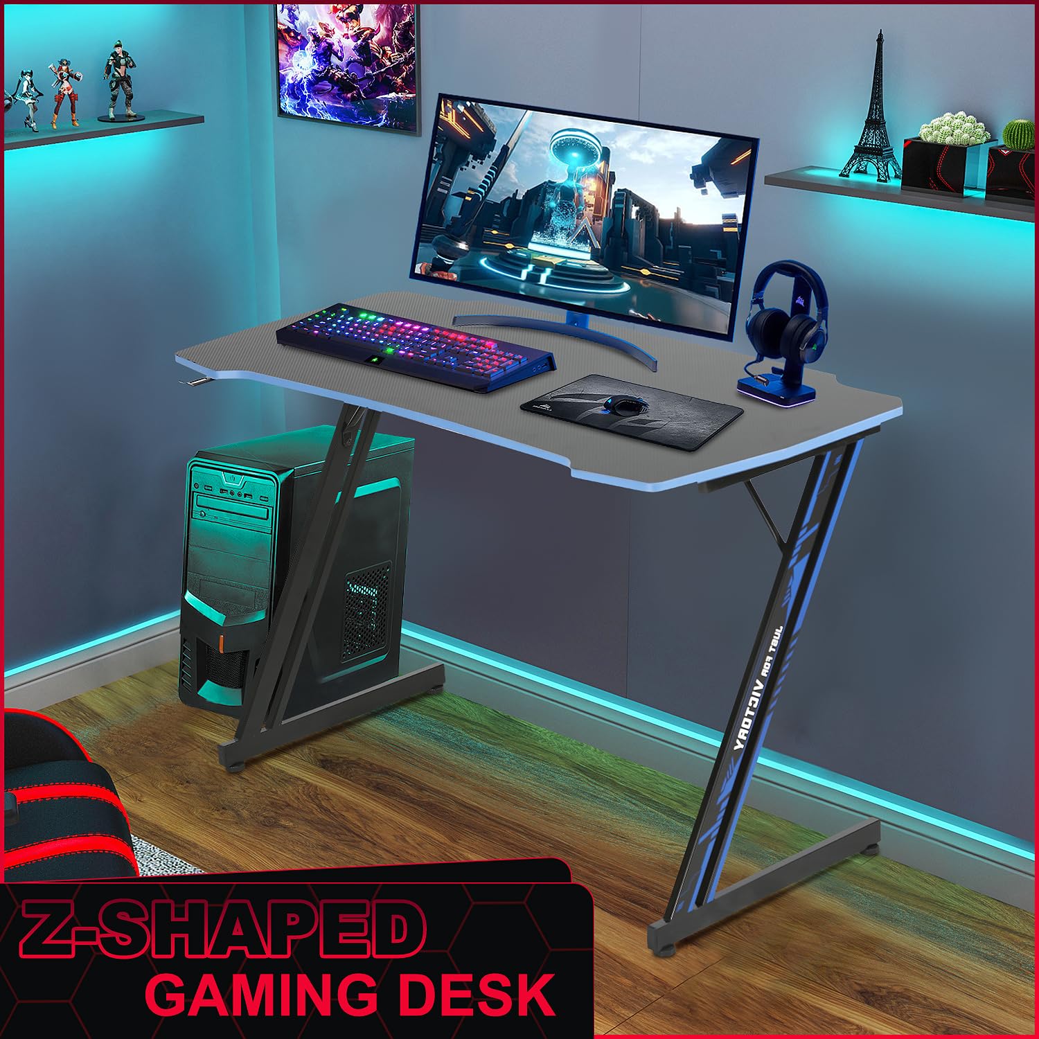 Snapklik.com : PayLessHere 39 Inch Modern Z-Shaped Computer Desk For ...