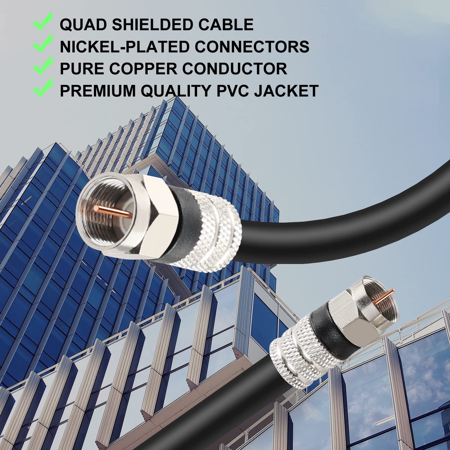 Snapklik.com : Postta Digital Coaxial Cable(6 Feet) Quad Shielded Black ...