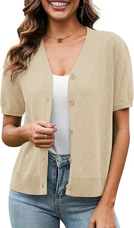 VIISHOW Short Sleeve Lightweight Summer Cardigan for Women, Button Down ...