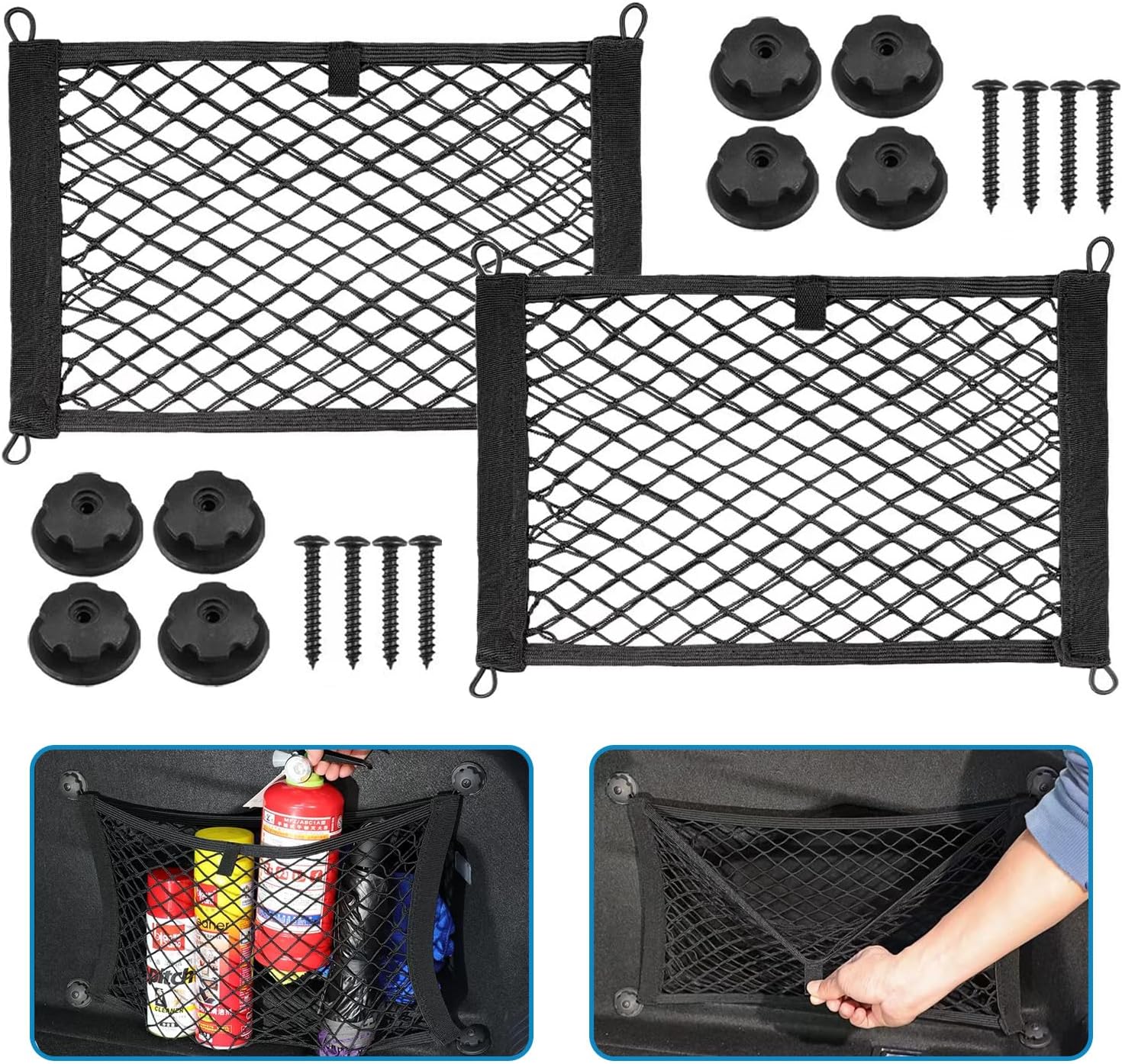 Amazon.com: 2 Pieces Stretchable Small Cargo Net Pocket Storage Mesh ...