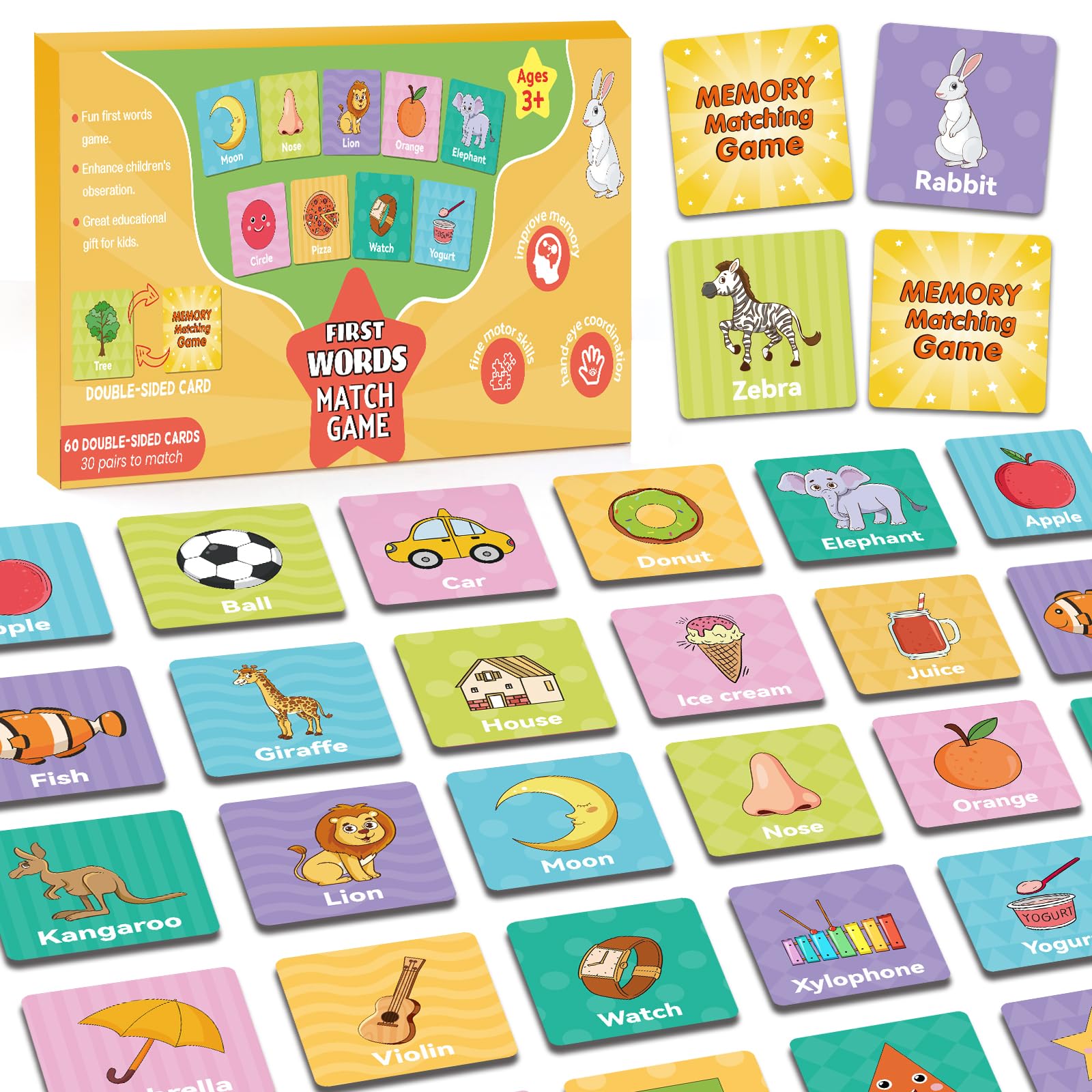 Amazon.com: First Words Memory Game, Memory Games for Kids Ages 4-8 ...