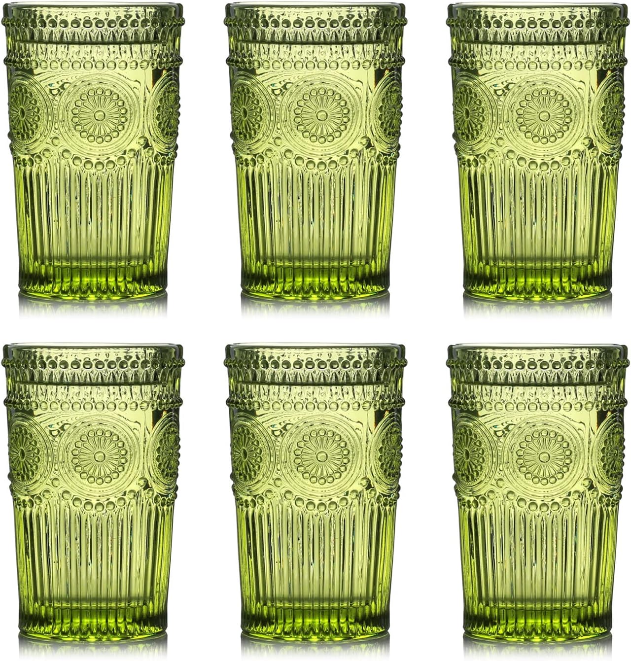 Amazon.com: MDLUU 6-Pack Embossed Drinking Glasses, Romantic Glassware ...