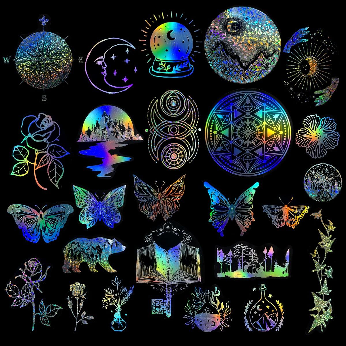 Amazon.com: 200 PCS Holographic Stickers, AFUNTA Iridescent Butterfly ...