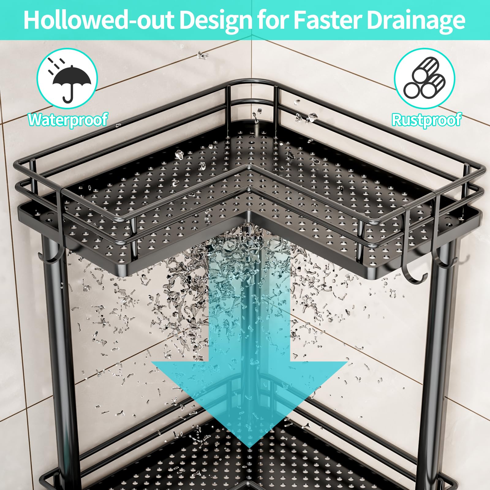 Snapklik.com : HapiRm Corner Shower Caddy Organizer - 4 Tier Shower ...