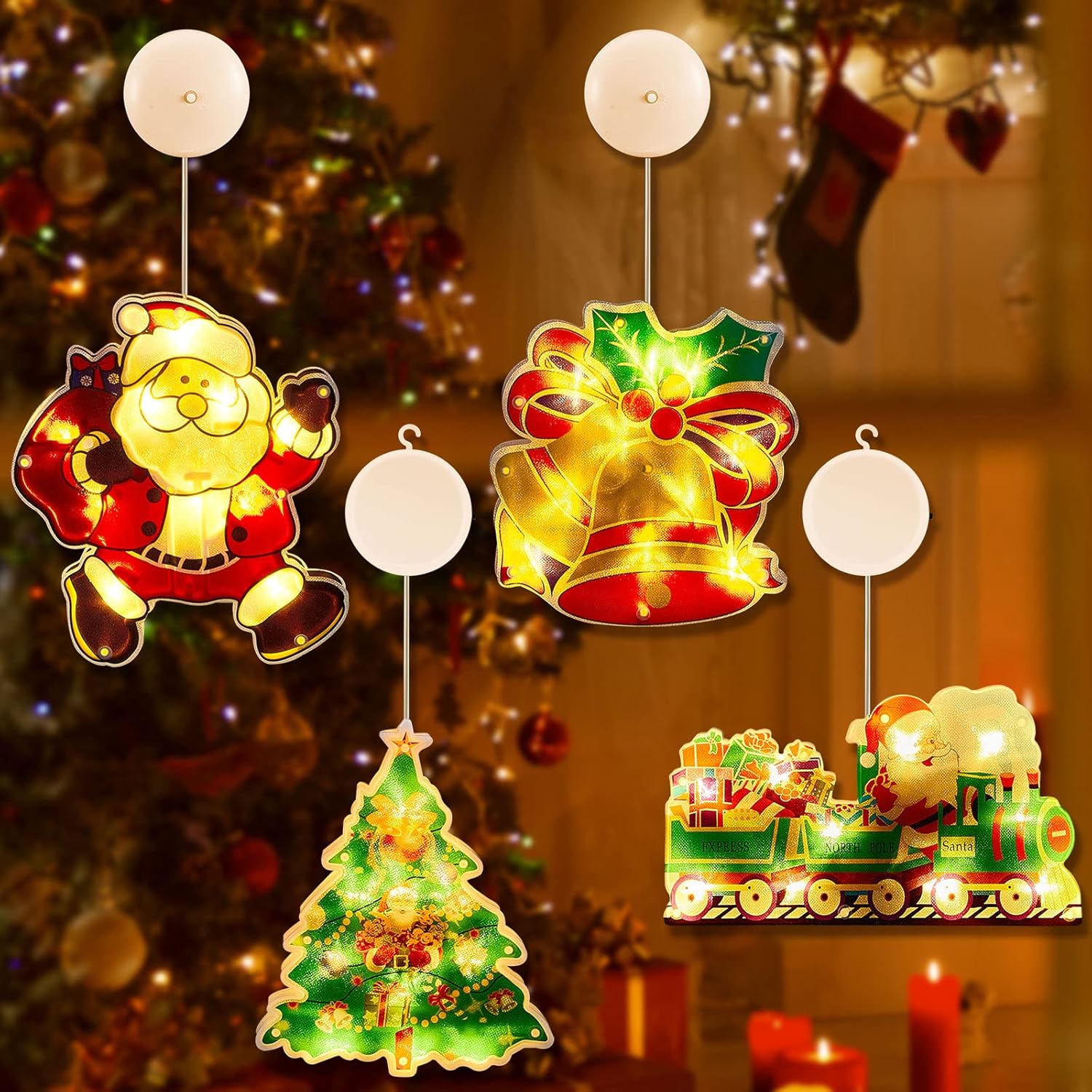 Amazon.com : 4 Pieces Christmas Window Lights Decorations Christmas ...