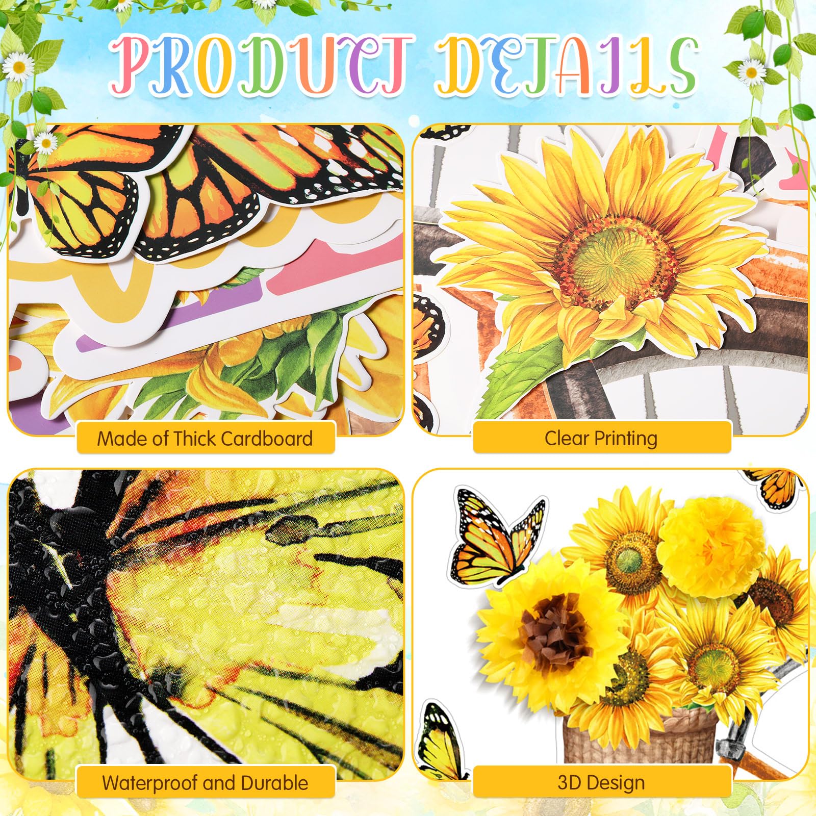 Snapklik.com : Summer Bulletin Board Decorations Set 3D Sunflowers ...