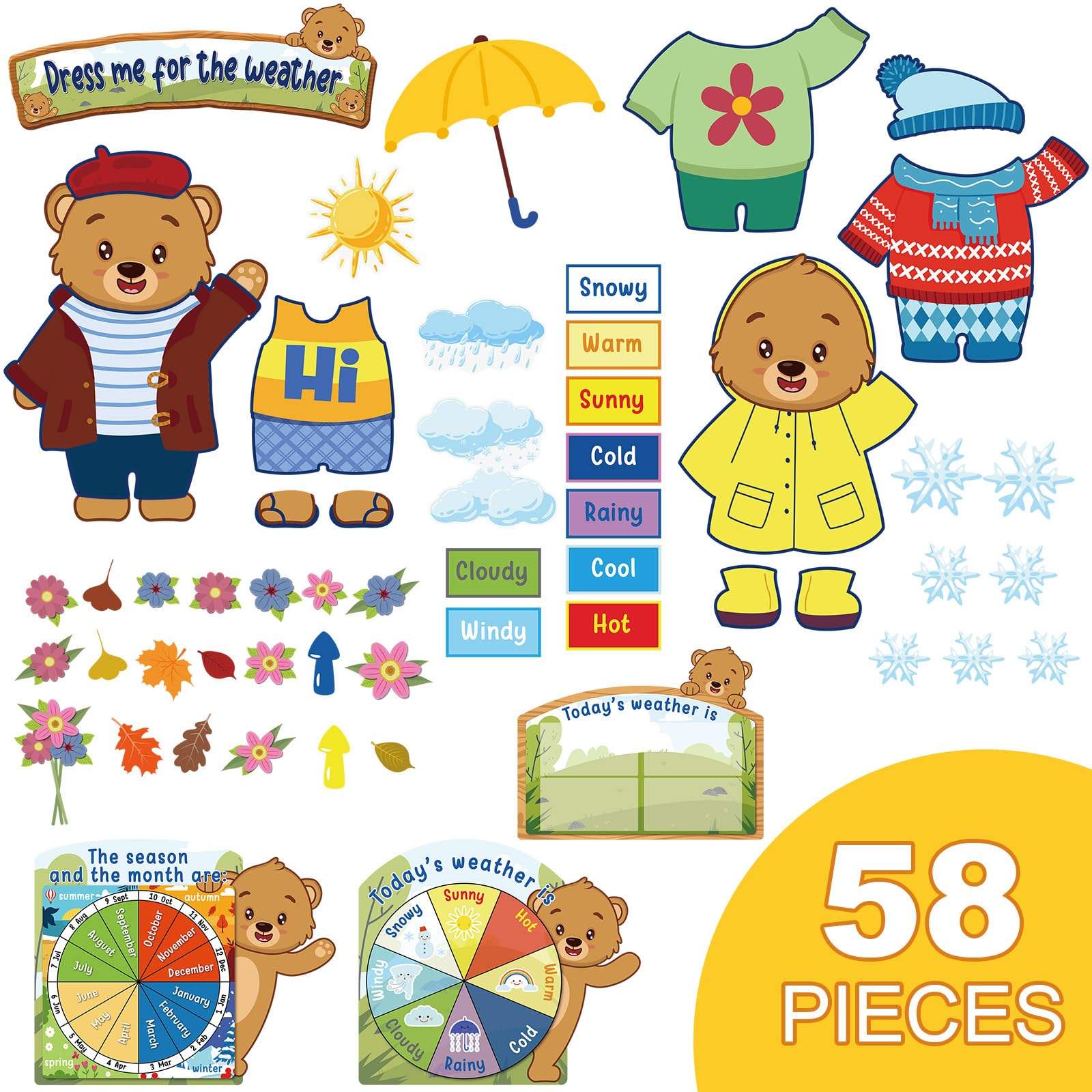 Snapklik.com : Gilprop 58 Pcs Weather Bulletin Board Set For Classroom ...