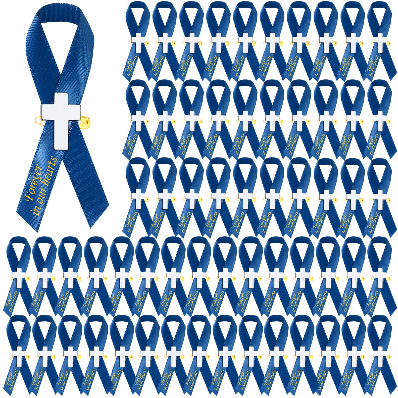 Amazon.com: 100 Pcs Cross Funeral Ribbons Memorial Ribbon Memorial ...
