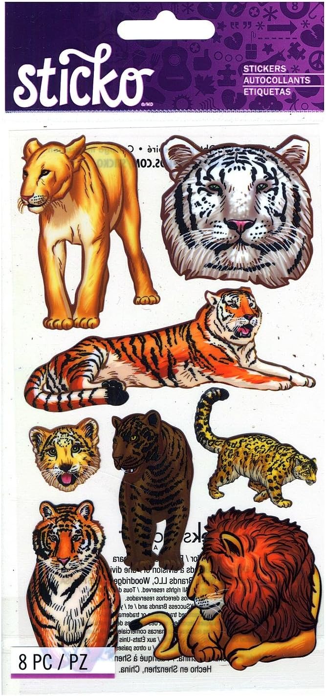 Amazon.com: Sticko Classic Stickers Big Cats 8 Pieces [Pack of 12 ...