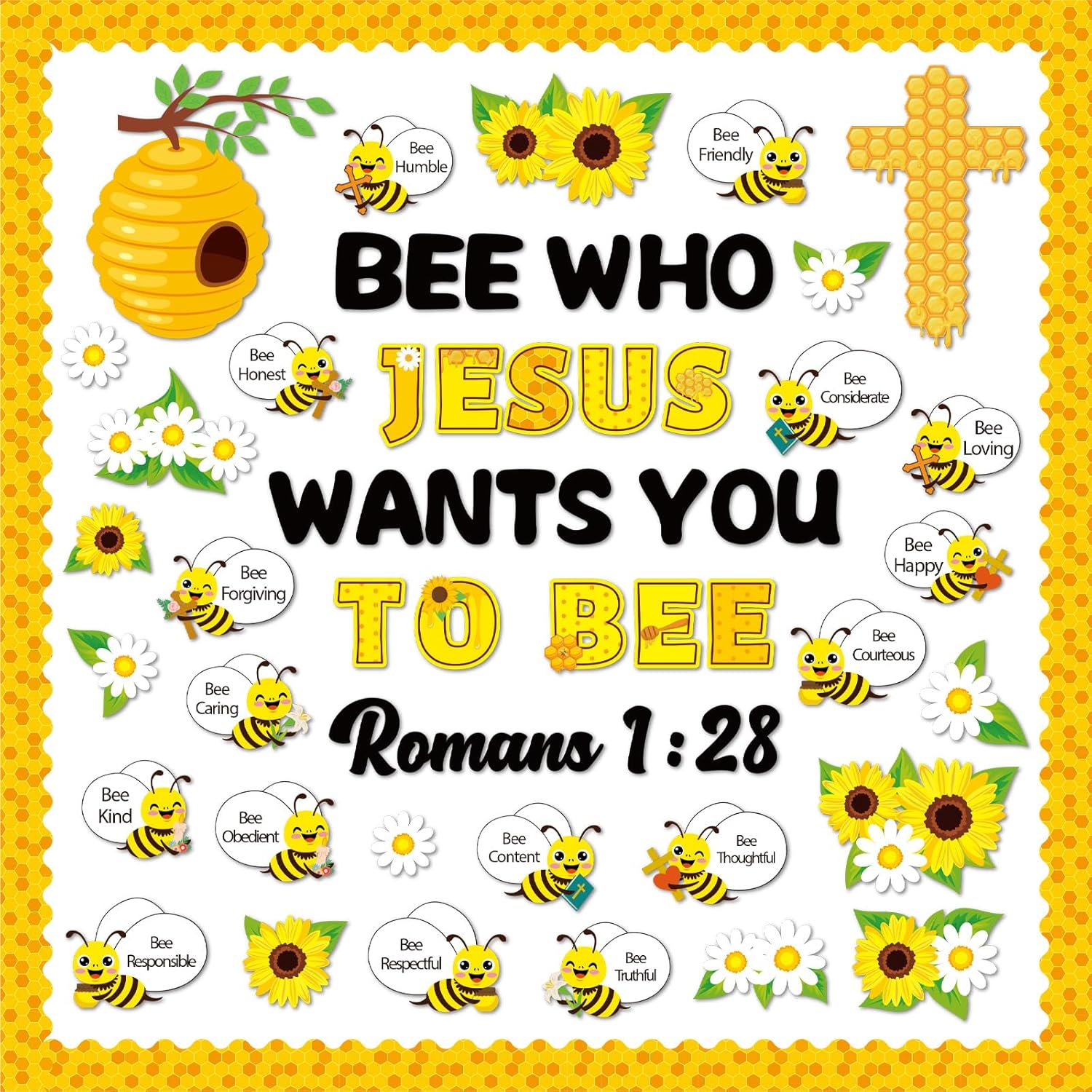 Amazon.com: gisgfim Bee Jesus Bulletin Board Decorations Bee Who Jesus ...