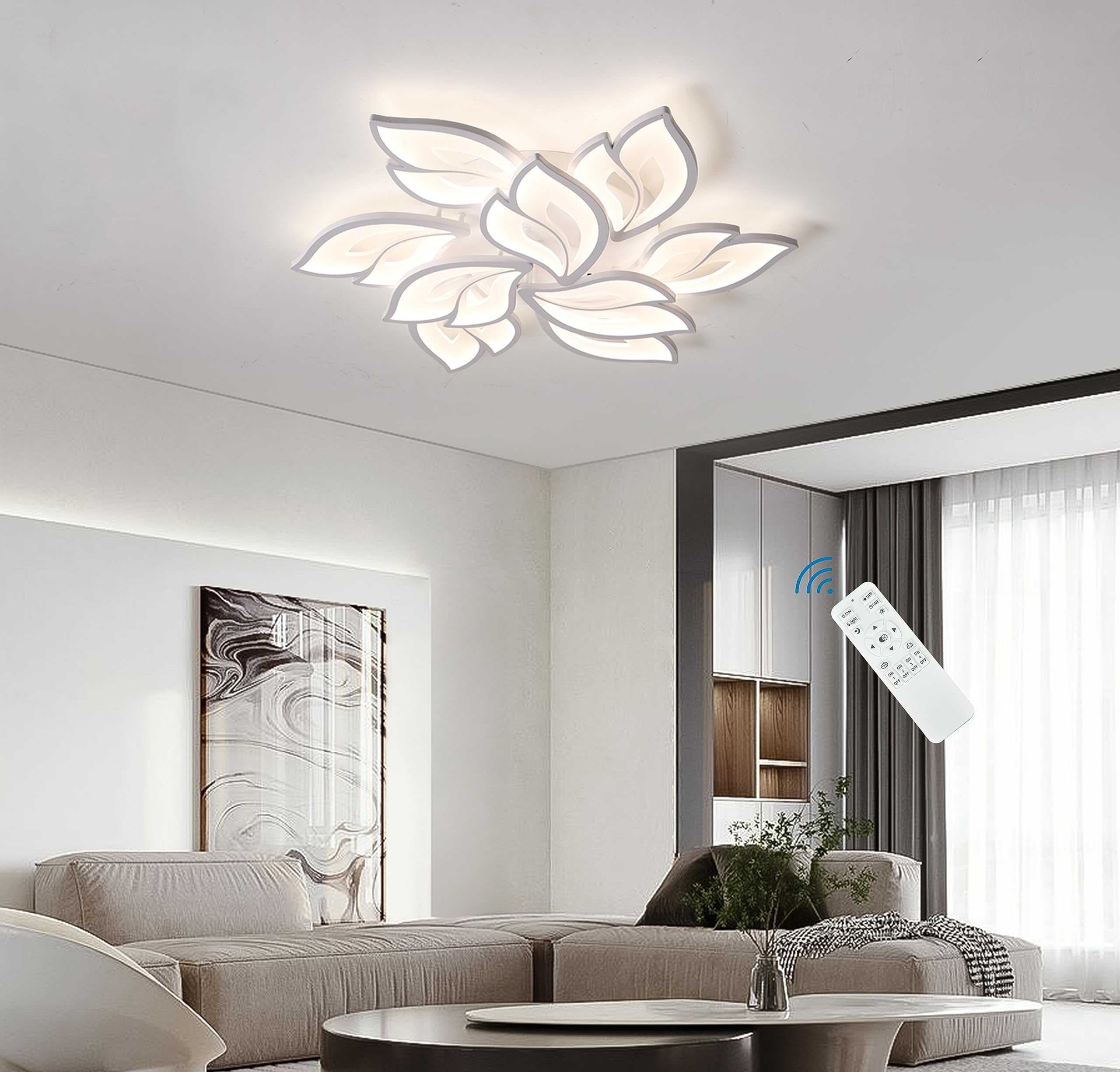 Garwarm Modern Ceiling Light, 30.3in Dimmable LED Flush Mount Ceiling ...