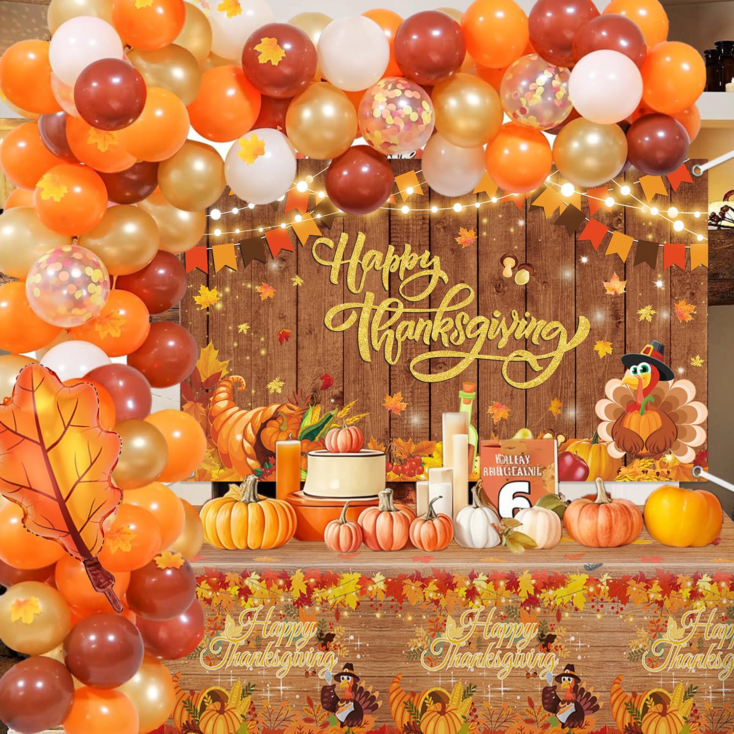 Amazon.com: MEHOFOND Happy Thanksgiving Party Decorations, Thanksgiving ...