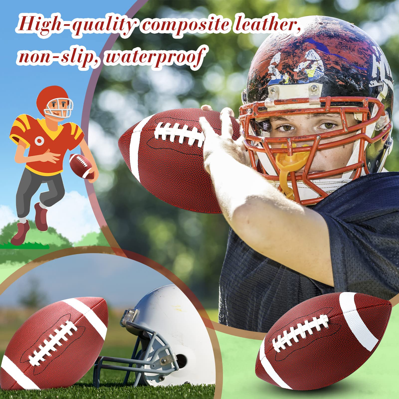 Jerify 20 Pack Composite Leather Footballs Bulk Official Size 6 ...