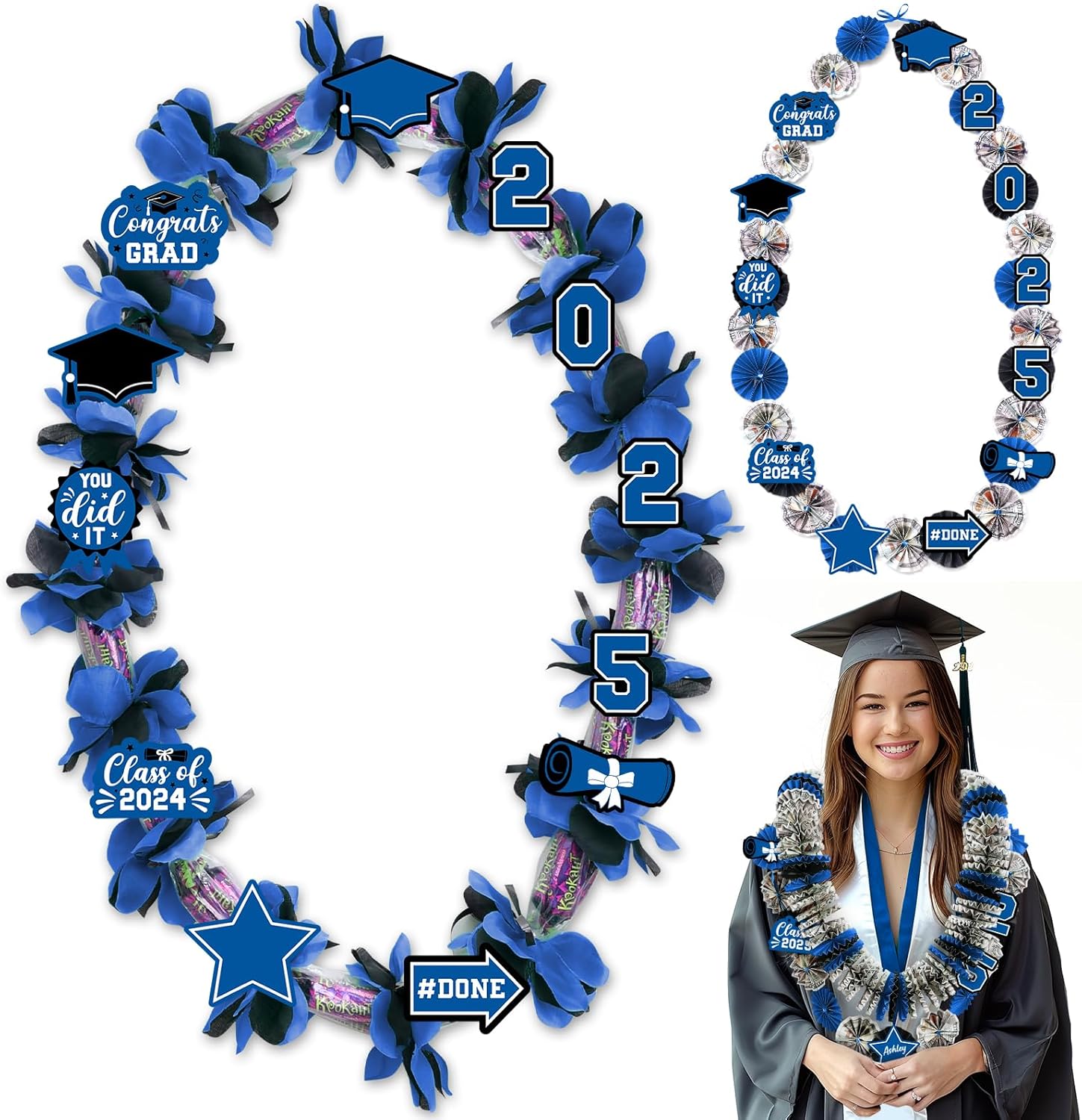 Amazon.com: Graduation Money Lei, Class of 2025 Candy Lei Kit with DIY ...