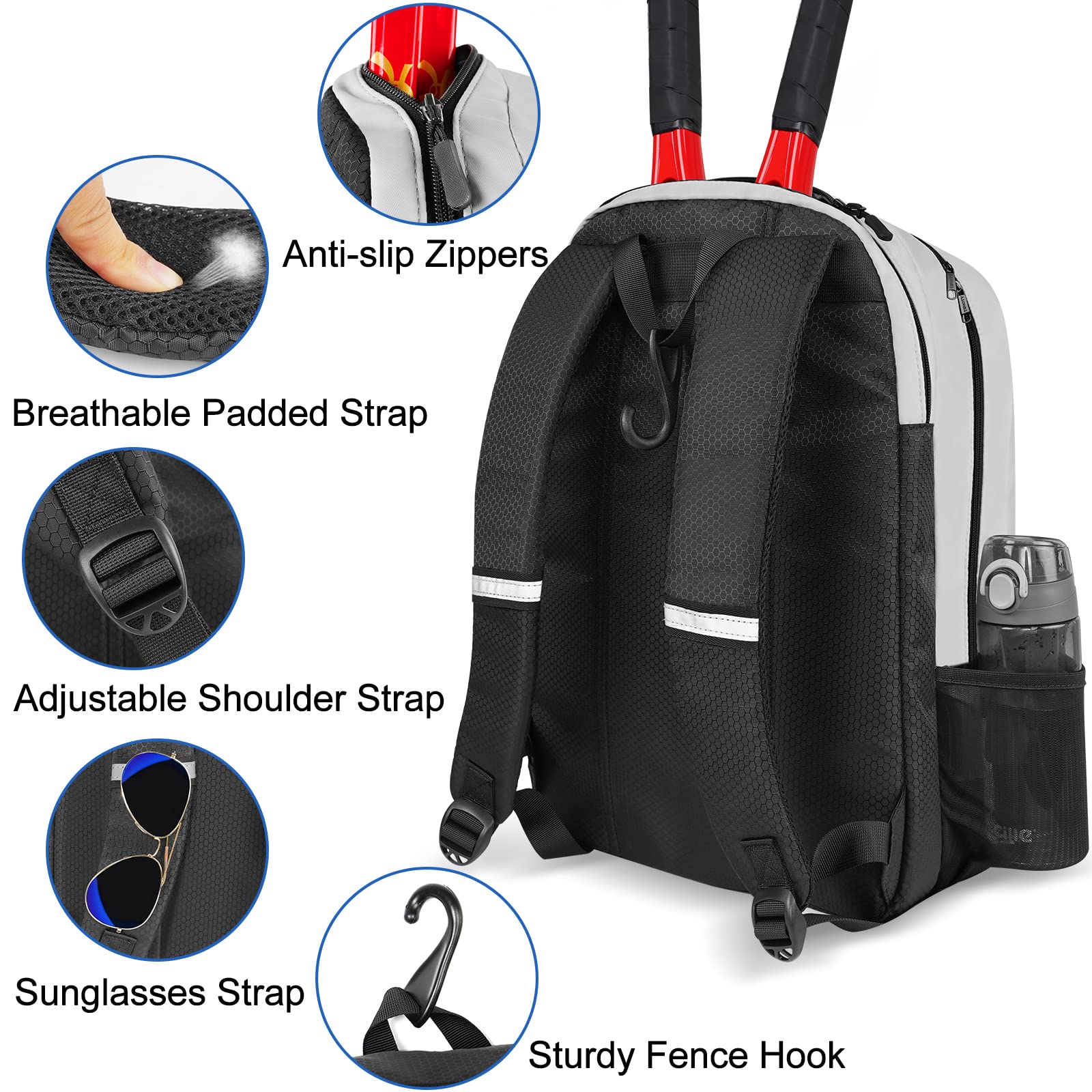 Tennis Bag Tennis Backpack 2 Rackets for Women Men Large Racket Bags ...
