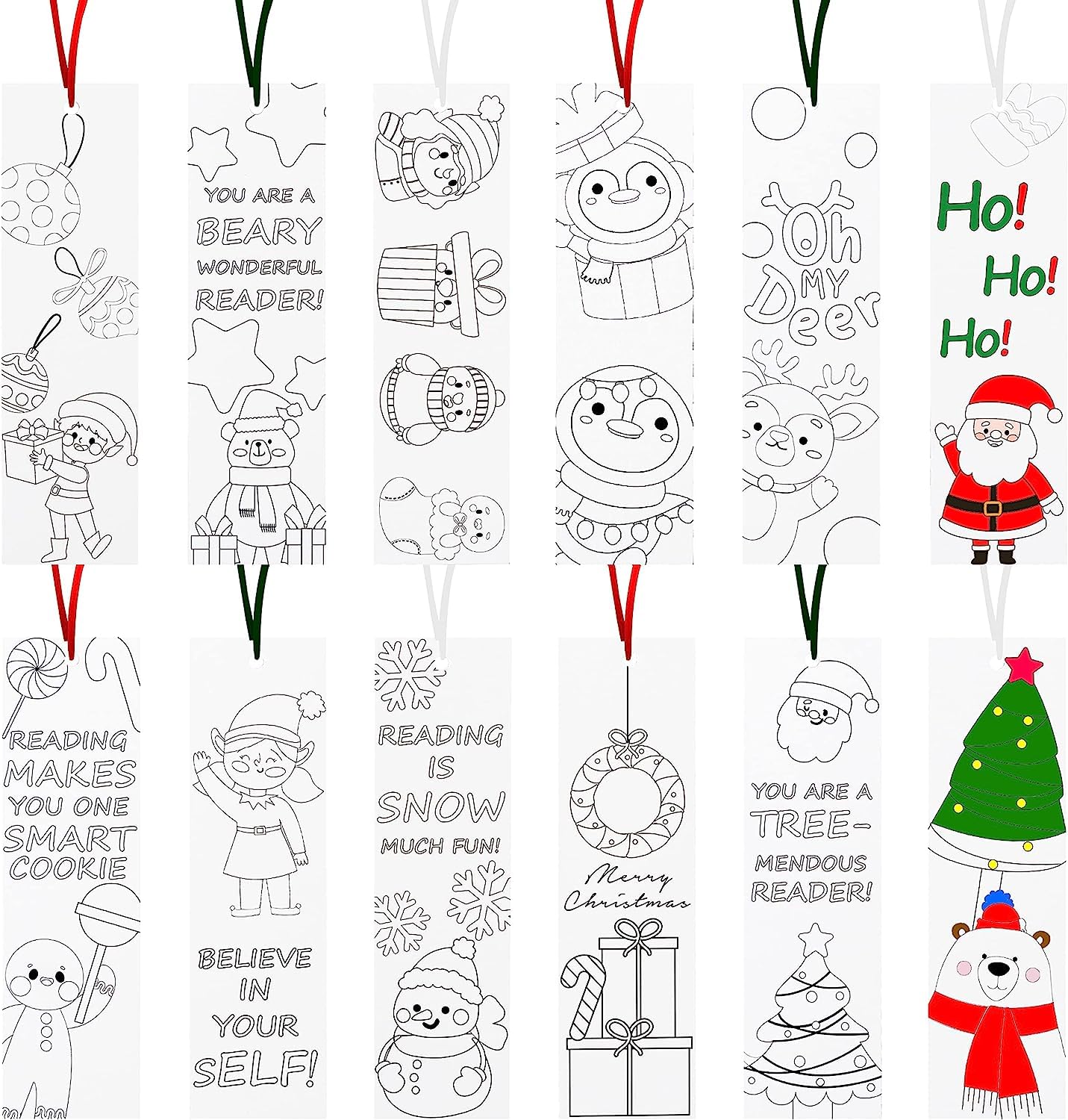 Snapklik.com : 75Pcs Christmas Color Your Own Bookmarks, Kids DIY ...