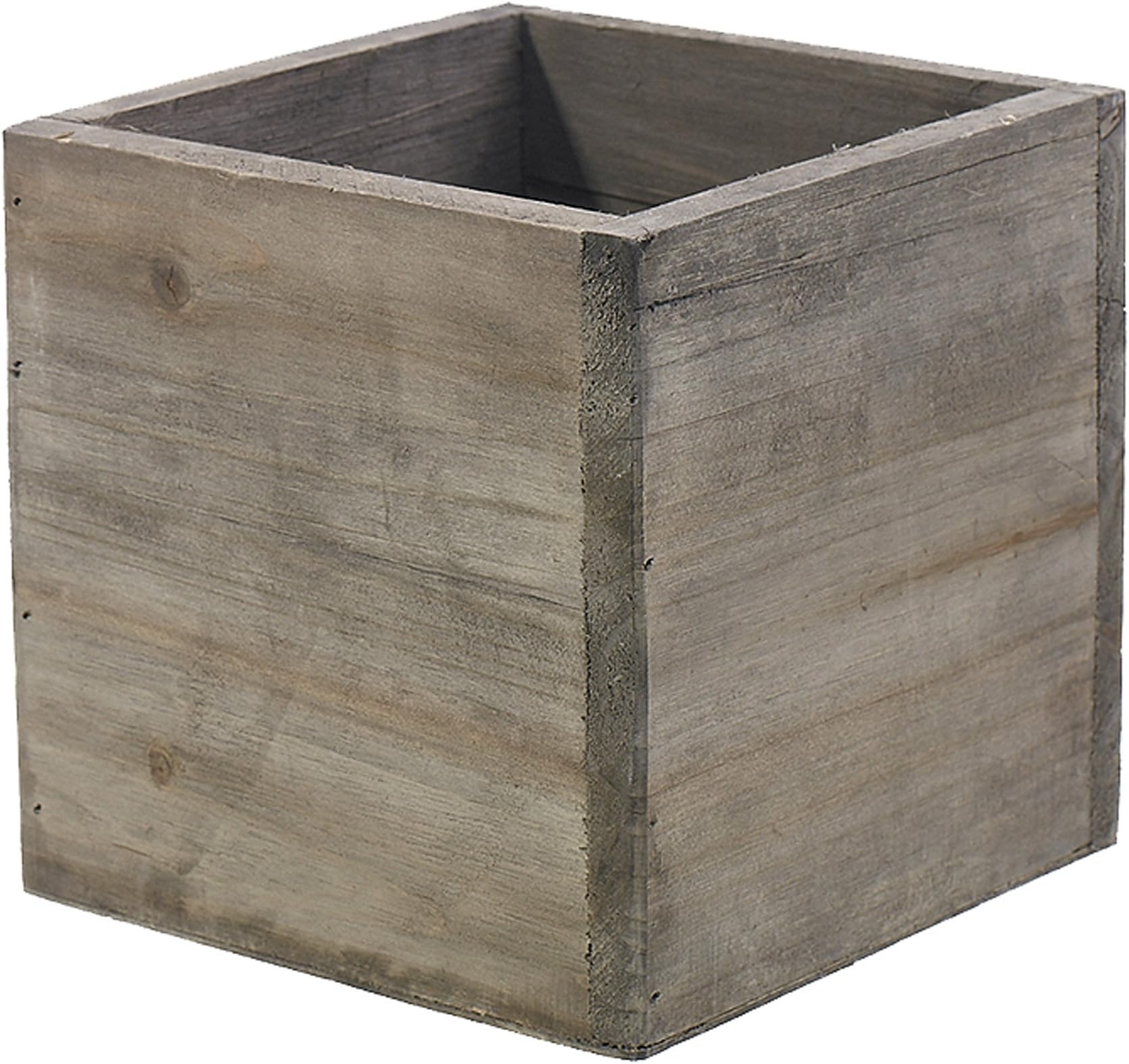 Amazon.com : 4" Square Rustic Wood Planters with Plastic Liner - Set of ...
