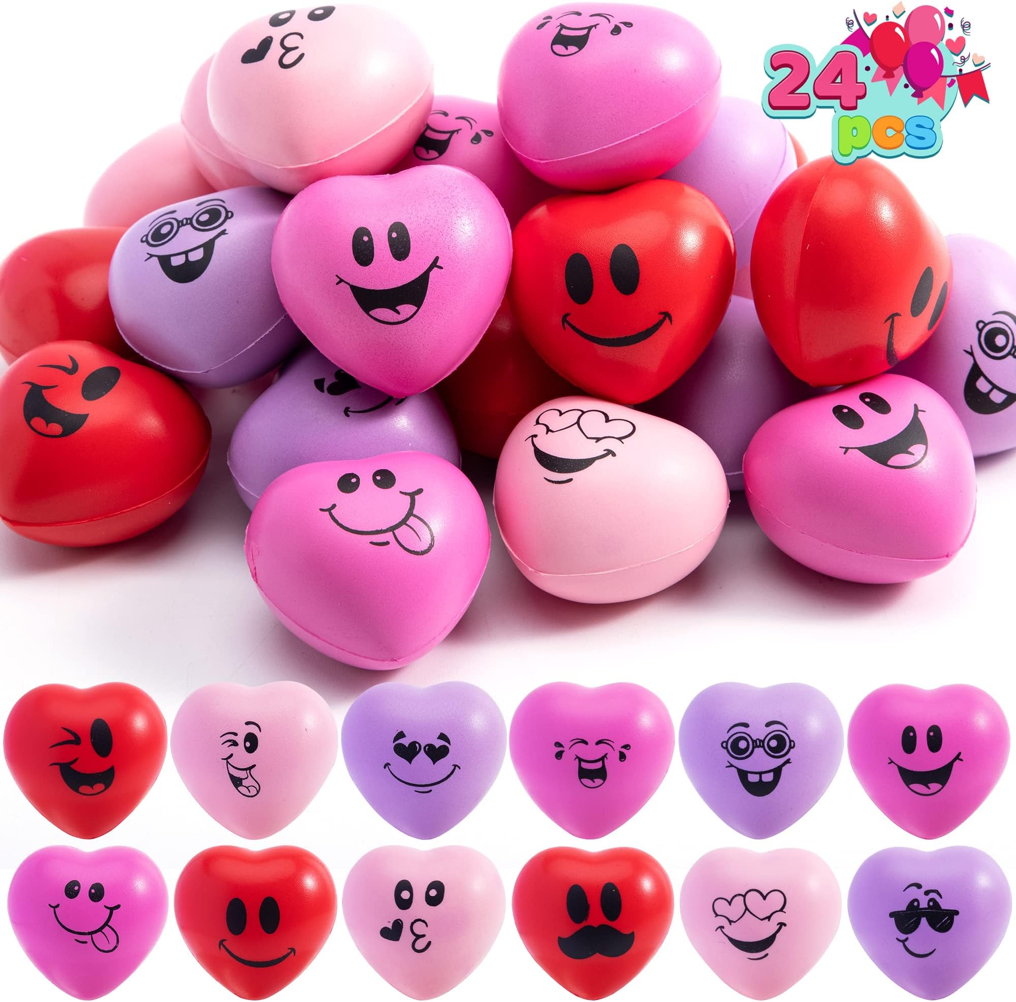 Amazon.com: 30 Pieces Heart Stress Balls, Smile Funny Face Stress Balls ...