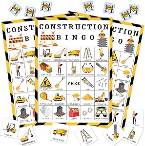 Amazon.com: WwongxianB Construction Party Bingo Game, 24 Player ...
