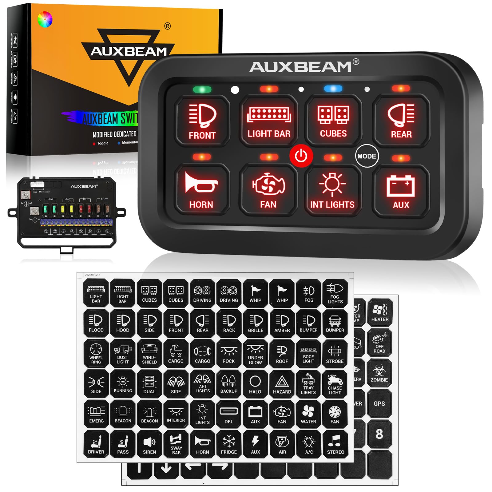Amazon.com: Auxbeam 8 Gang Switch Panel RA80 Auto-Dimmable RGB Switch ...
