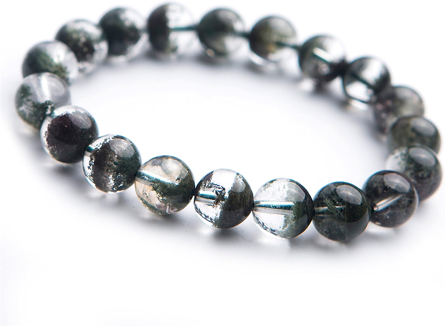 Amazon.com: Natural Bracelet Green Phantom Quartz Crystal Stretch Bead ...