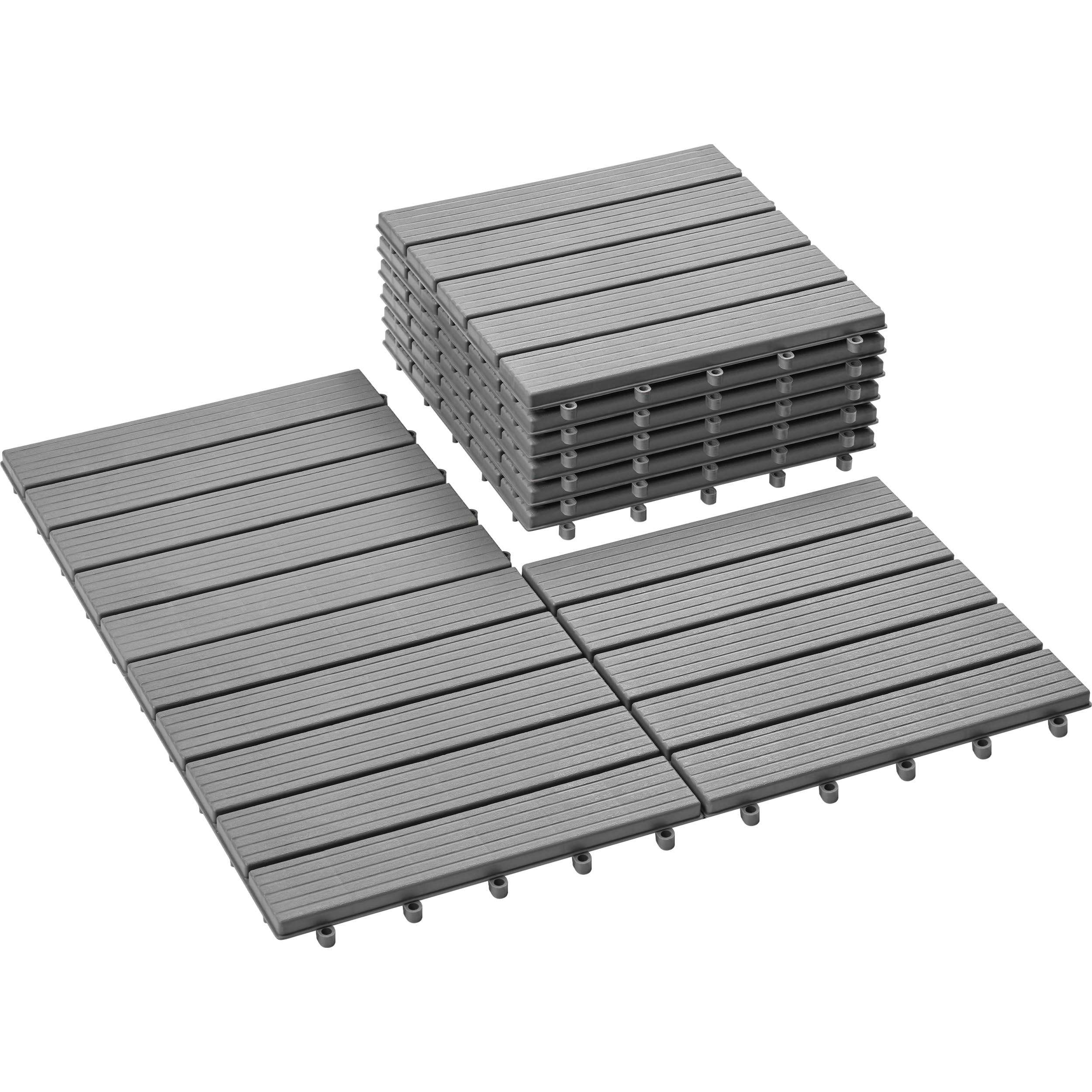 PrimeZone 9 PCS Plastic Interlocking Patio Deck Tiles - 12" x 12 ...