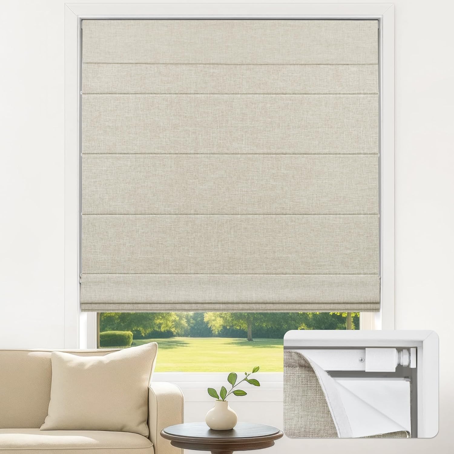 Amazon.com: LazBlinds No Tools No Drill Cordless Roman Shades for ...